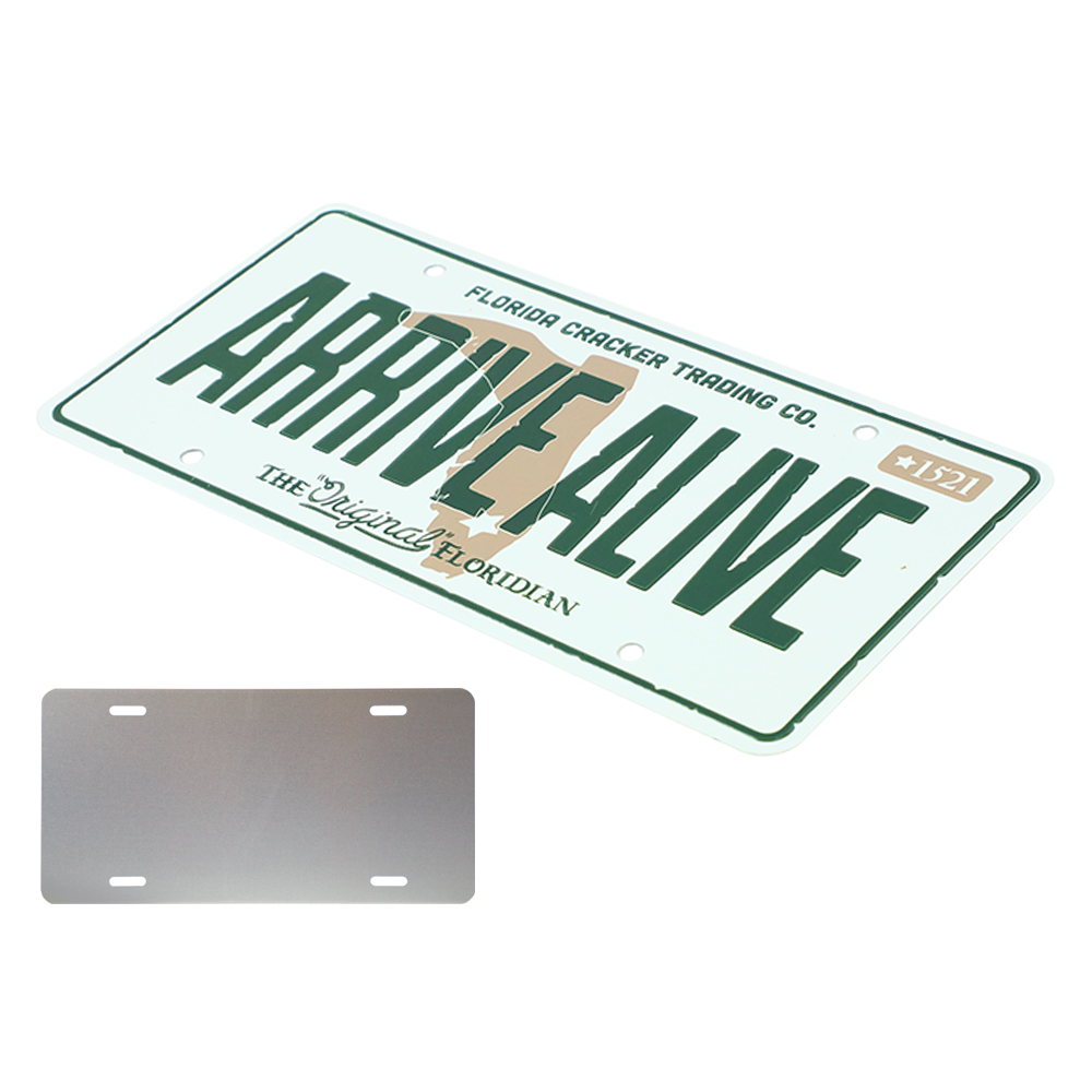"ARRIVE ALIVE" - STAMPED COLLECTIBLE LICENSE PLATE – Florida Cracker Style