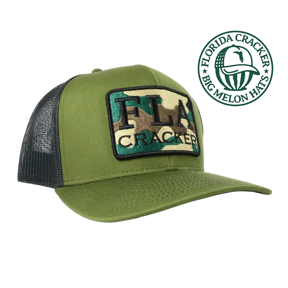 BIG MELON XL FLA PATCH - MOSS/CHARCOAL – Florida Cracker Style