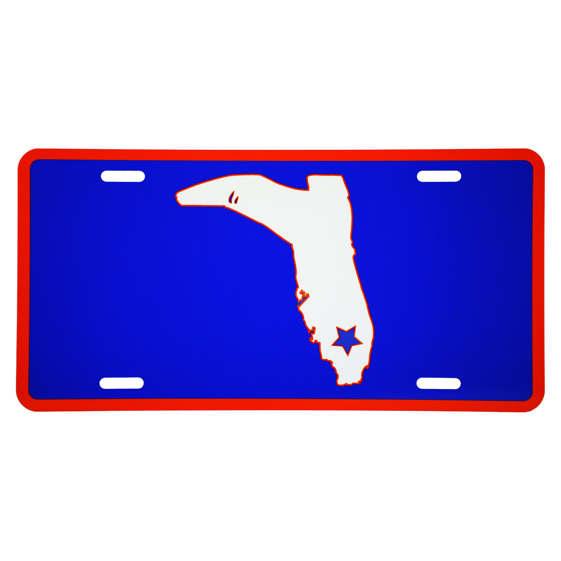 BLUE AND ORANGE FLAT LICENSE PLATE – Florida Cracker Style