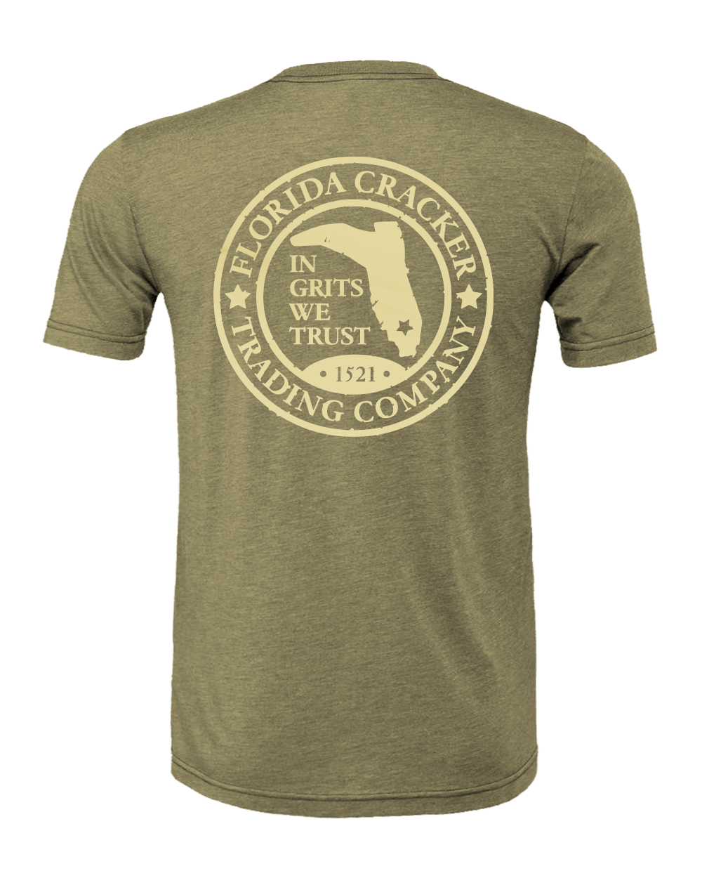 FC BADGE SHIRT S/S - HEATHER OLIVE – Florida Cracker Style