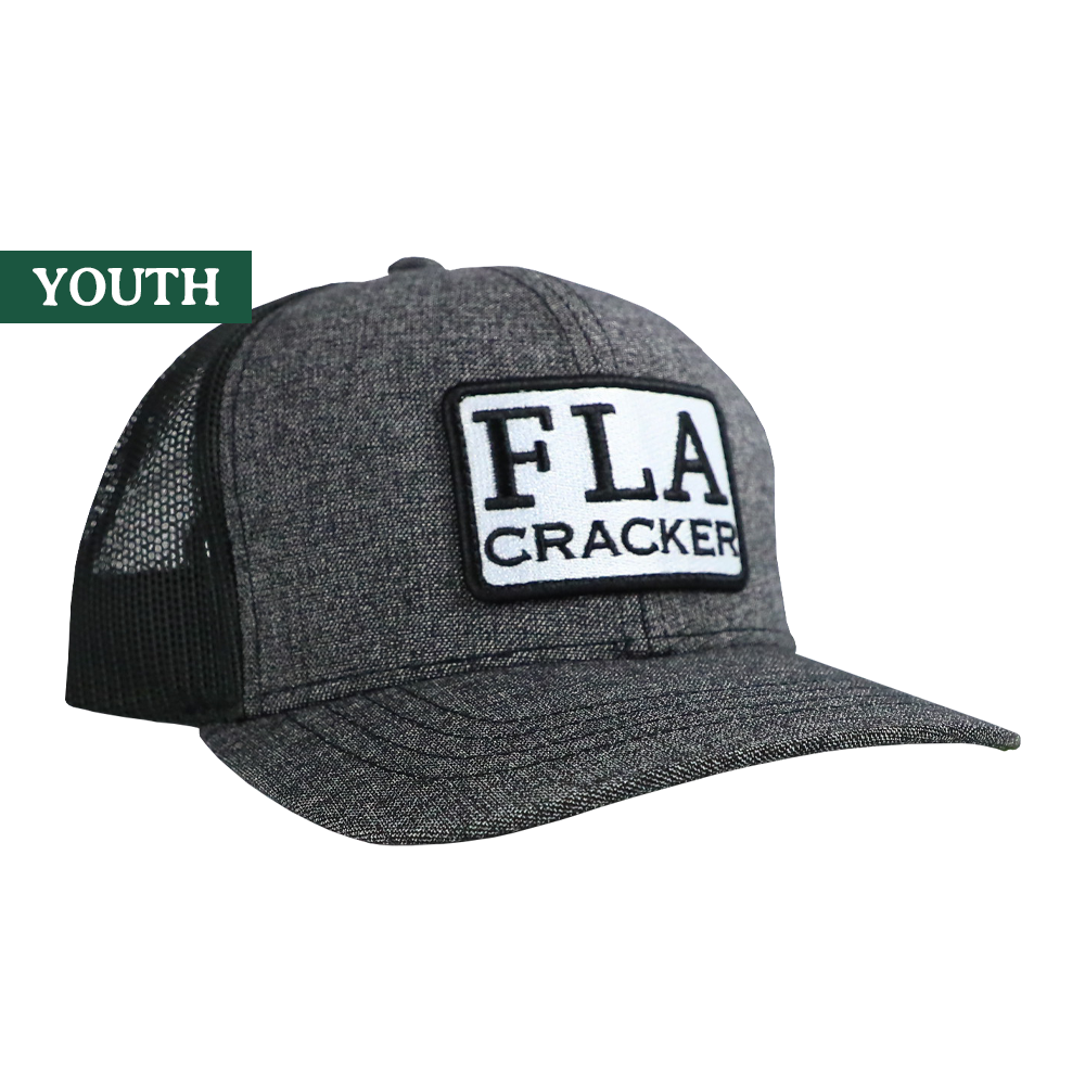 YOUTH FLA PATCH HAT - HEATHER BLACK/BLACK – Florida Cracker Style