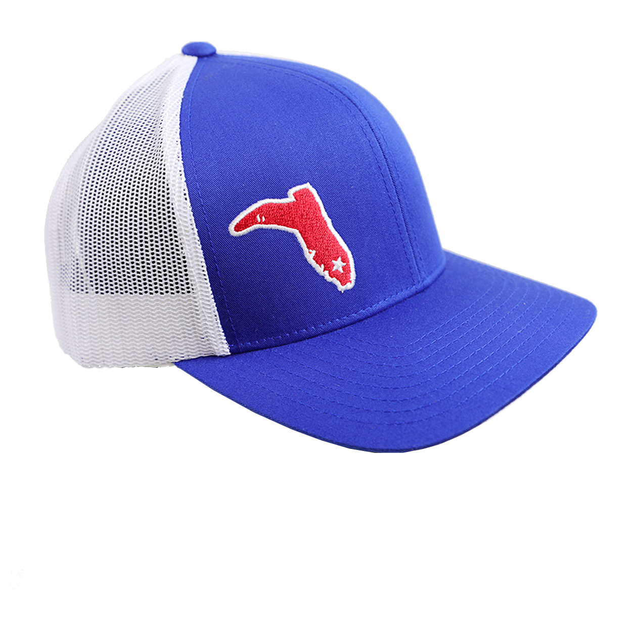 Florida Cracker Hats- 6 Panel Royal Blue/ White Mesh/ Red Boot Trucker ...